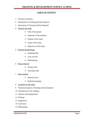 Trainingdevelopmentsurveyatbsnlmbahrprojectreport 120612235019-phpapp01 ...
