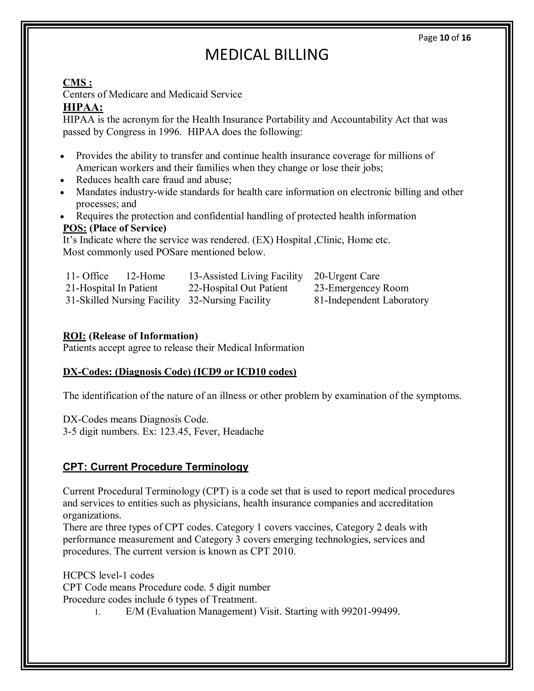 medical billing training notes | PDF