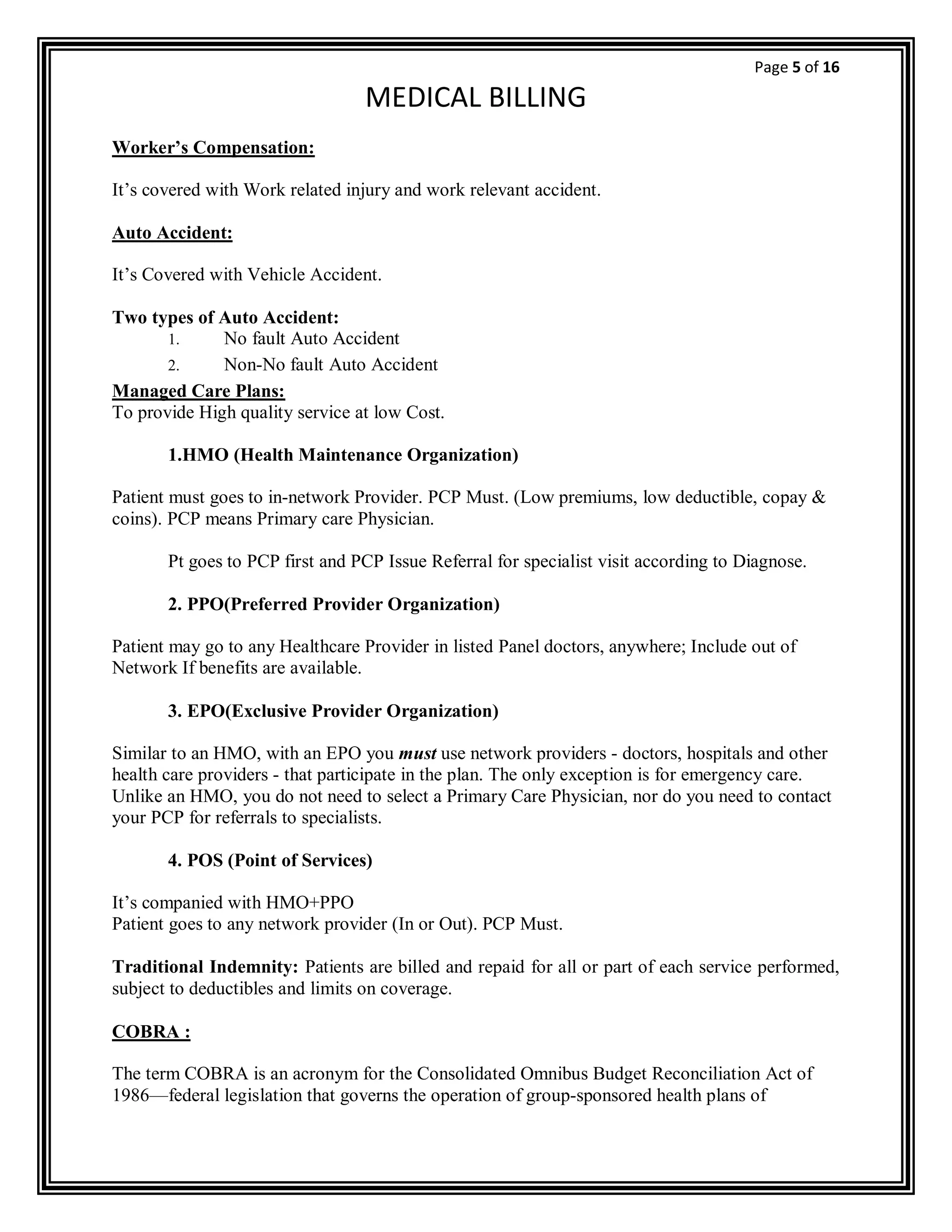 medical billing training notes | PDF