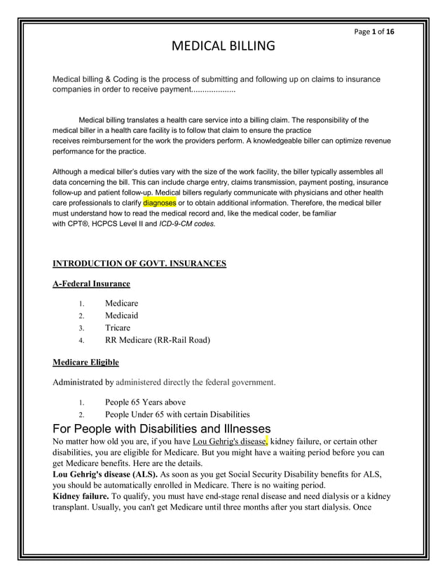 medical billing training notes | PDF | Health Insurance | Insurance