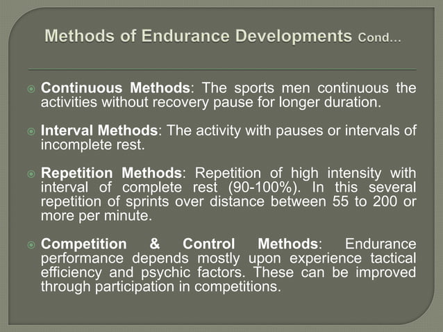 Mean and Methods of Endurance Development | PPTX | Running and Jogging | Fitness and Exercise