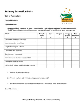 Training evaluation form1 | PDF