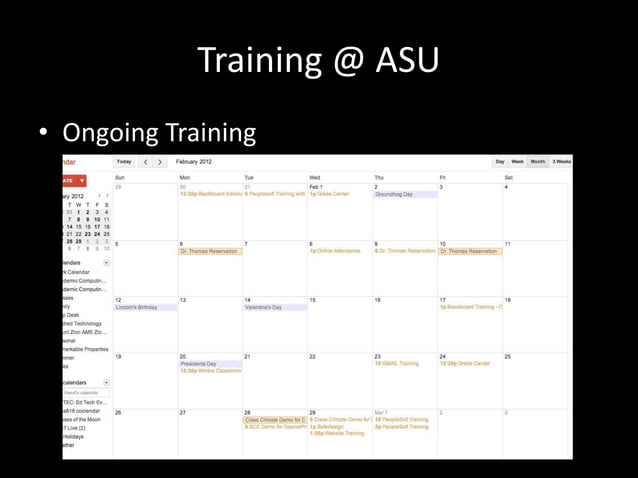 Training events @ ASU | PPTX