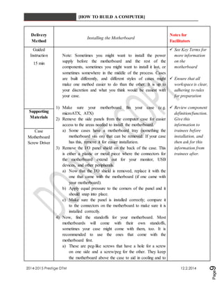 How to Build a Computer - Training Guide (Facilitator) | PDF