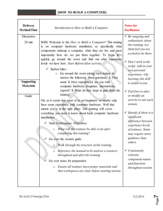 How to Build a Computer - Training Guide (Facilitator) | PDF