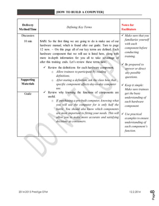 How to Build a Computer - Training Guide (Facilitator) | PDF
