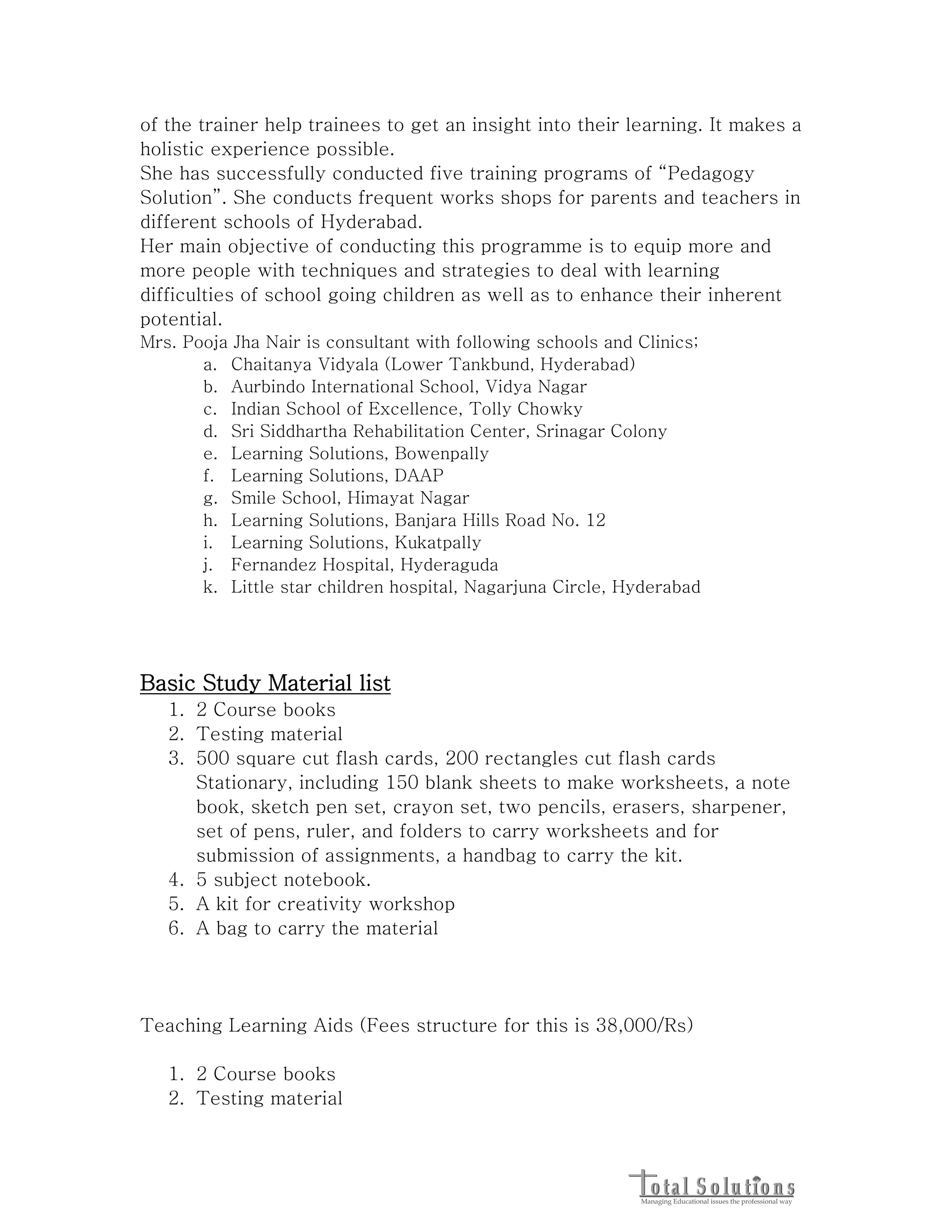 Training for all types of learning difficulties | PDF