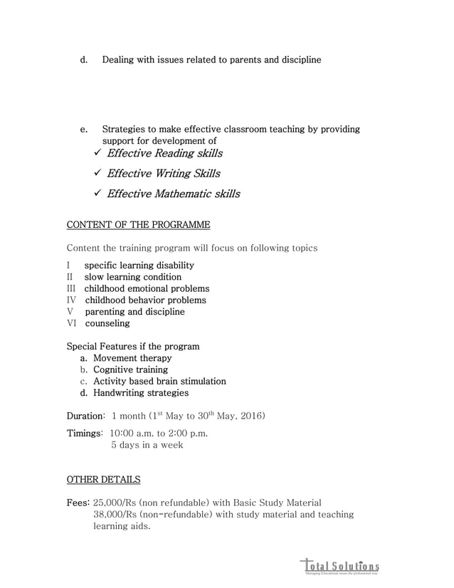 Training for all types of learning difficulties | PDF