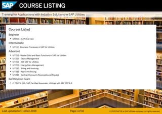 Training for applications with industry solutions in sap utilities | PPT