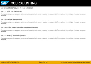 Training for applications with industry solutions in sap utilities | PDF