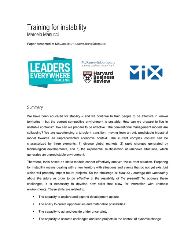 Training for instability | PDF