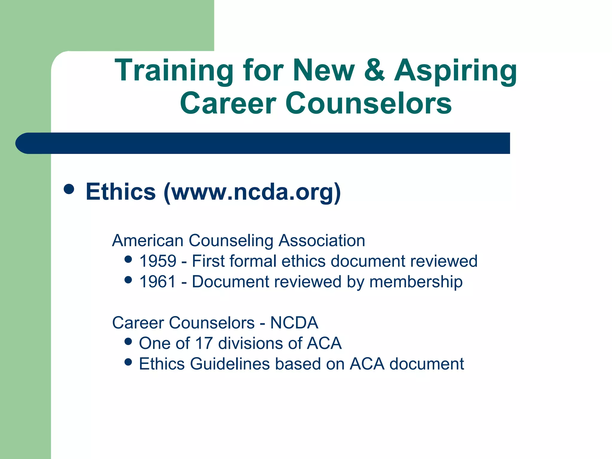 Training for New Career Counselors | PPT