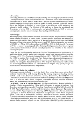 Training for nurses working in teaching district hospital | PDF