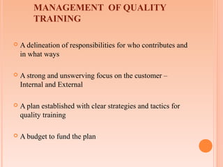 Training for quality | PPT