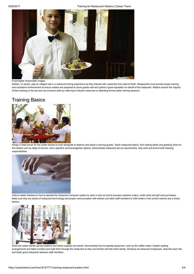 Training for restaurant waiters career trend | PDF | Resume Writing and ...
