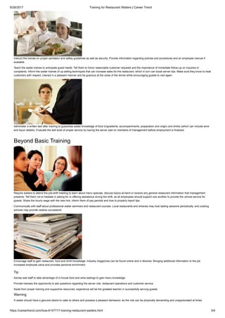 Training for restaurant waiters career trend | PDF