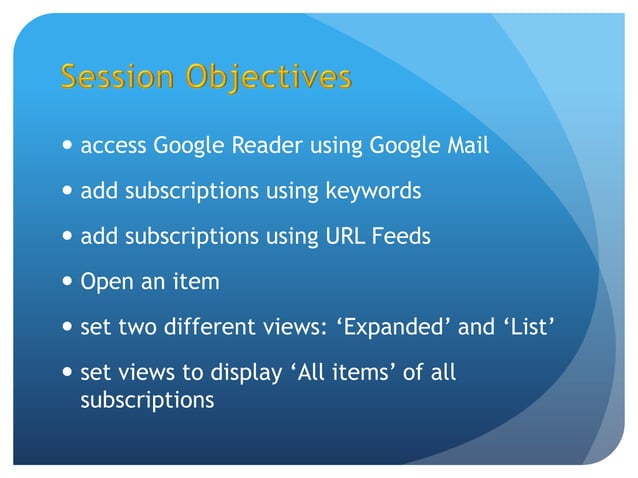 Training google reader | PPTX | Internet for Beginners | Internet