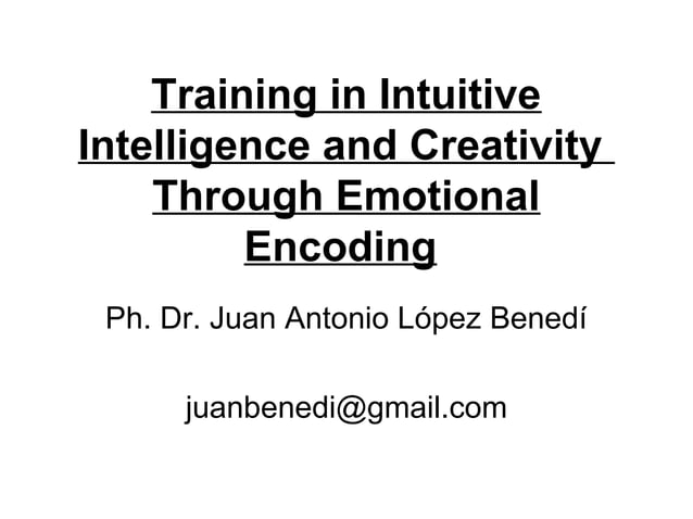 Training in intuitive intelligence and creativity | PPT