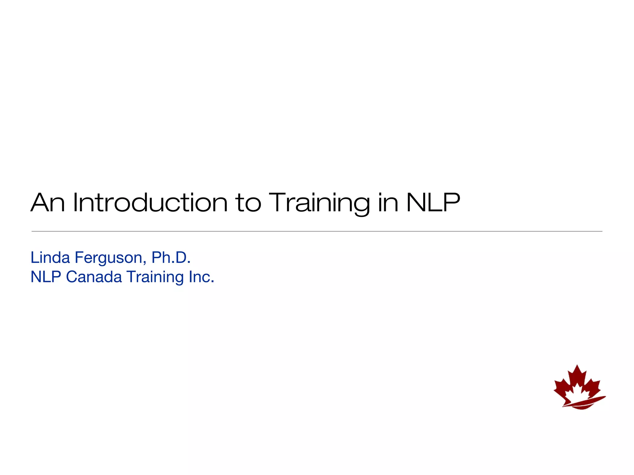 An Introduction to Training in NLP | PPT