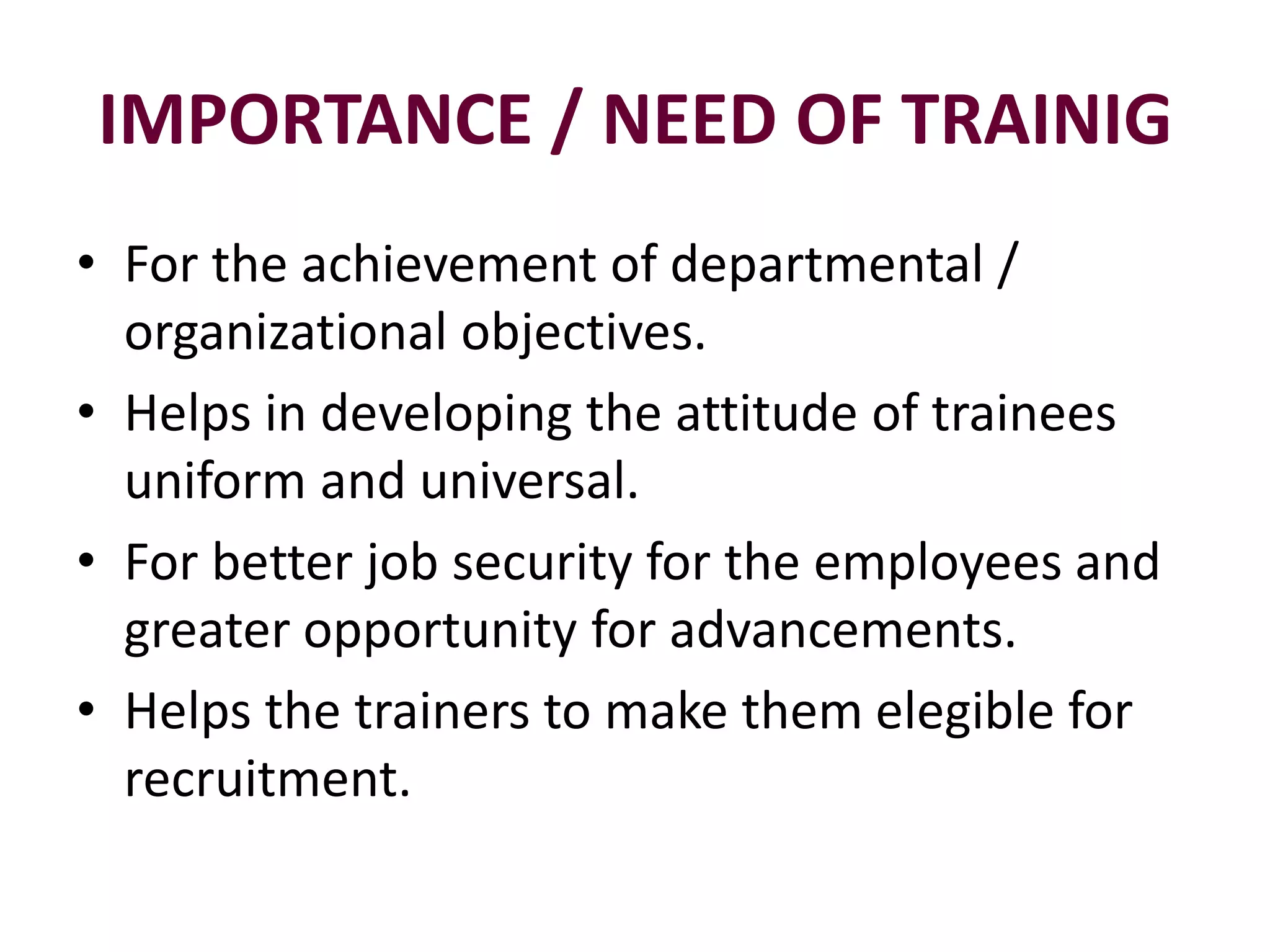 Training in staff development of nursing | PPTX