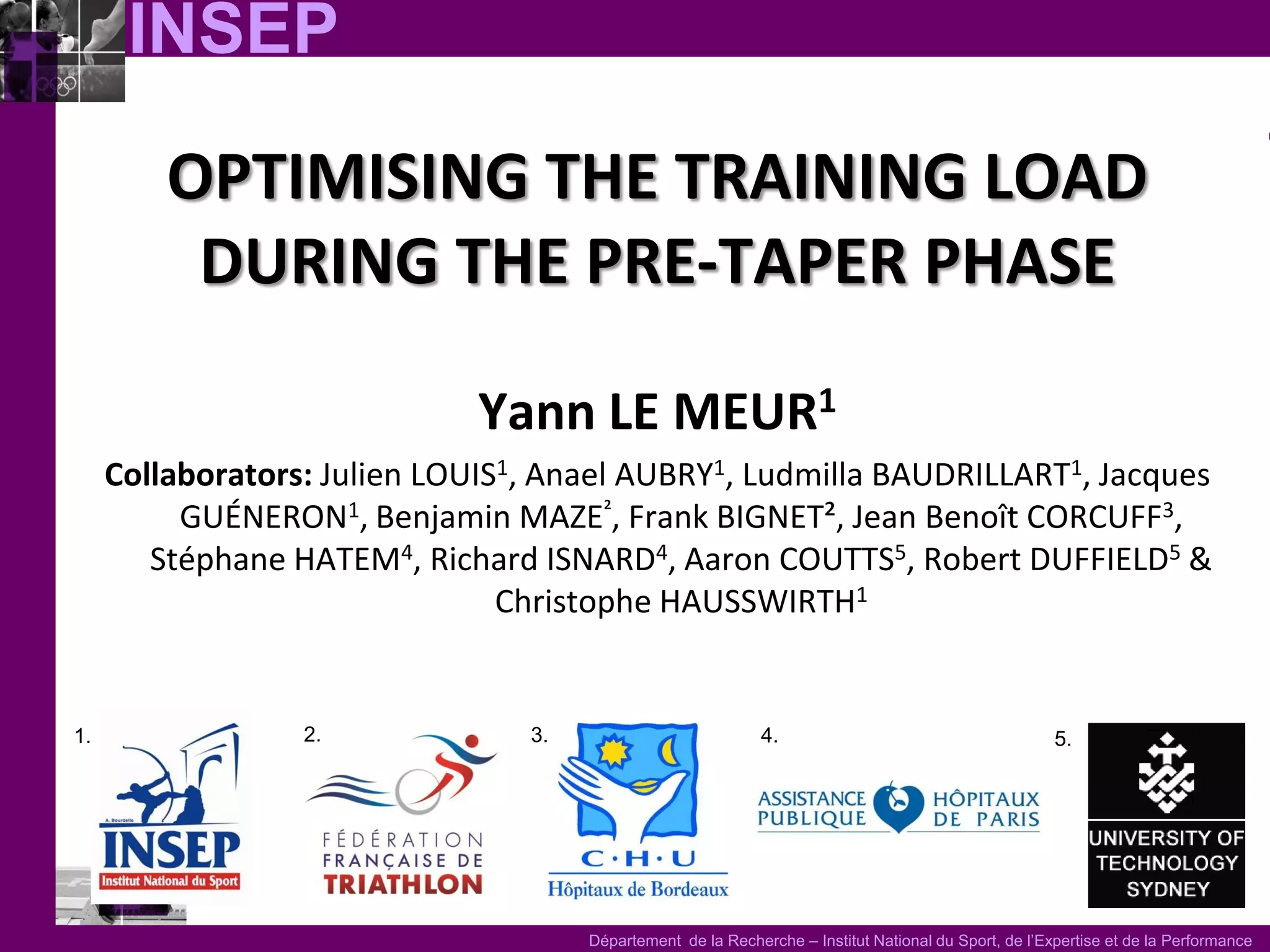 Optimising the Training Load during the Pre-taper Phase | PPT