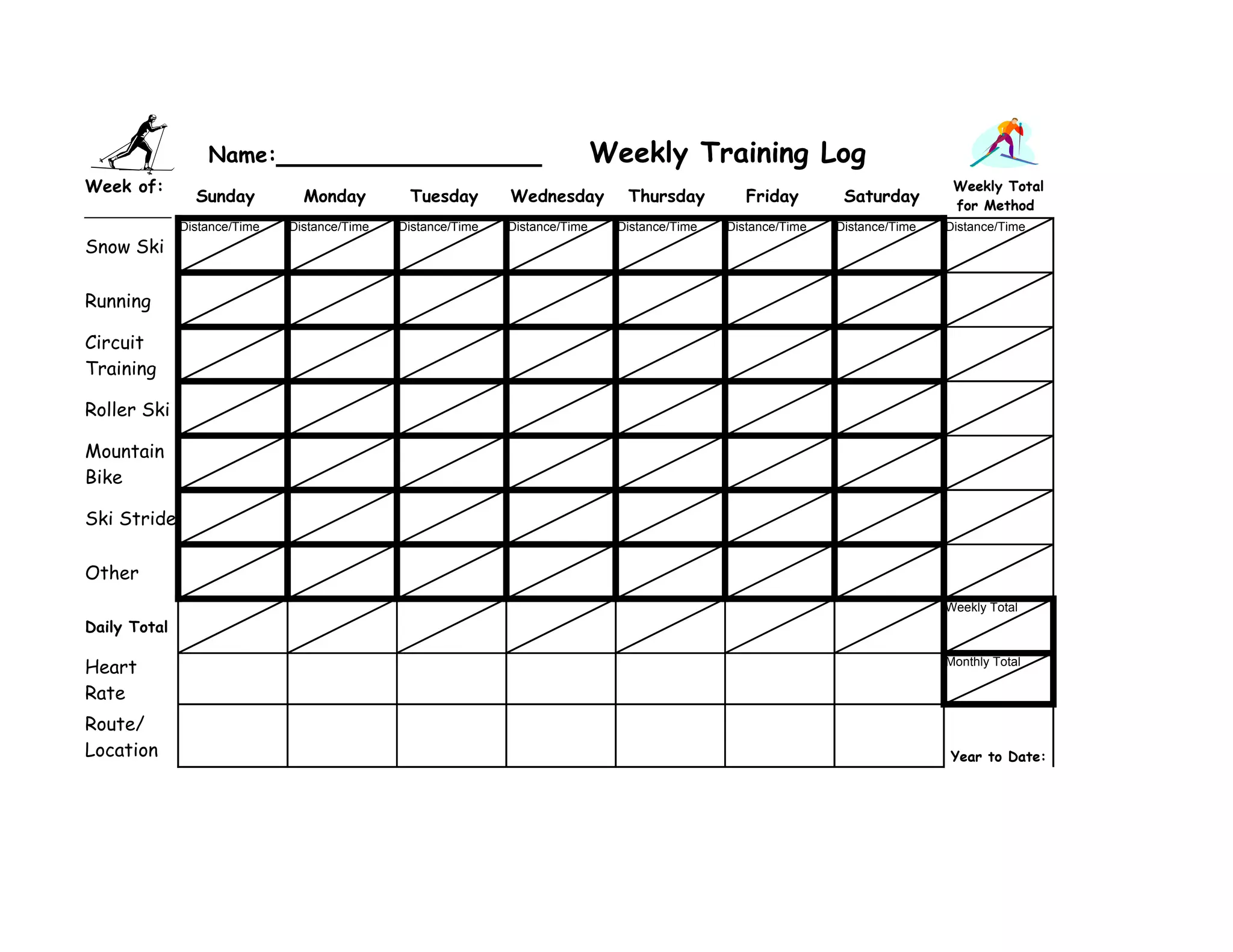 Training Log Template | XLS