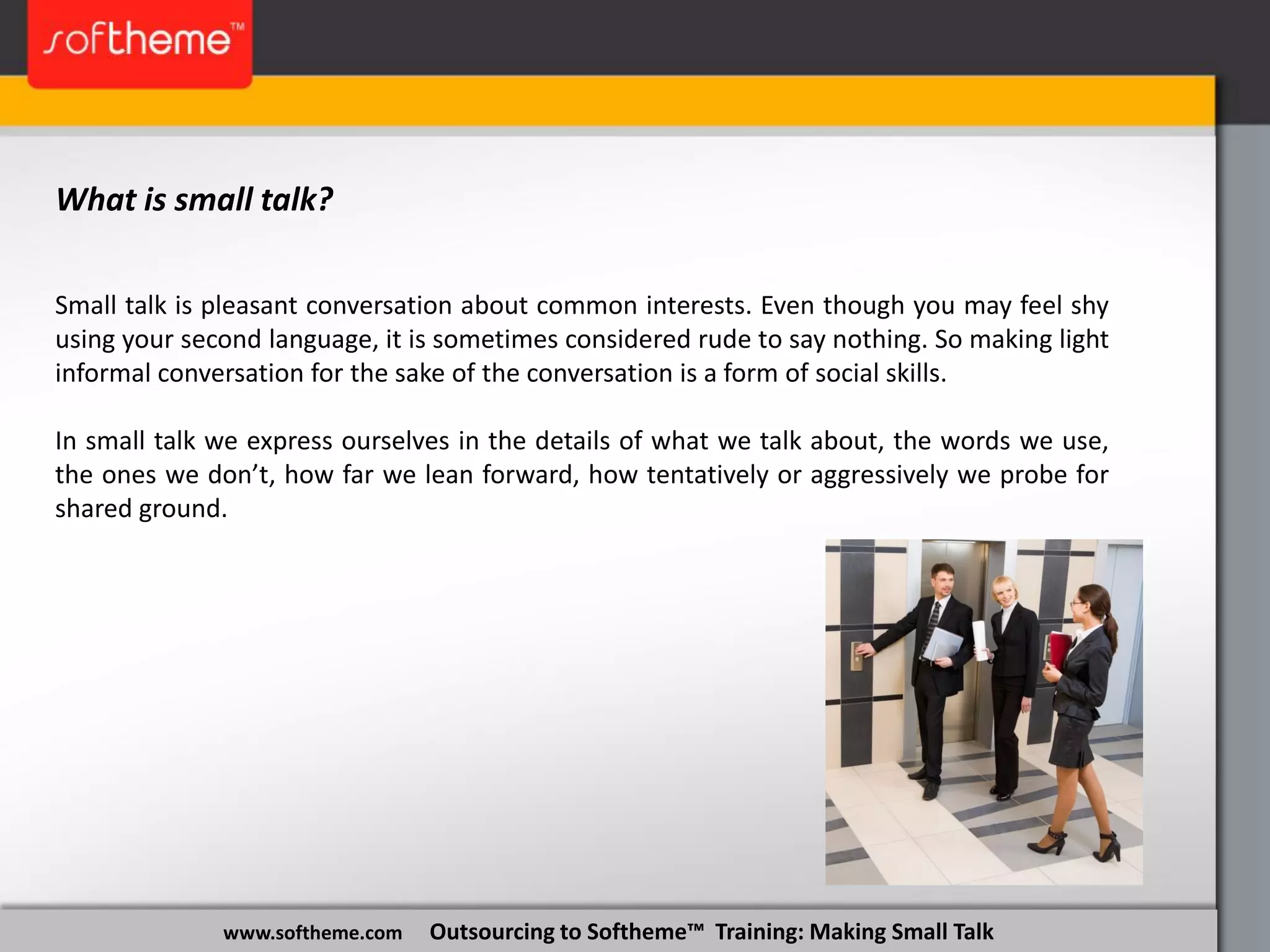 Training: Making Small Talk | PDF