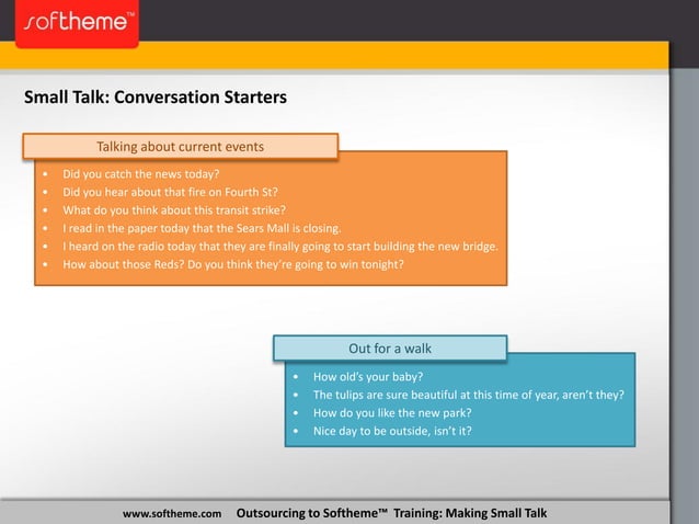Training: Making Small Talk | PDF | Internet for Beginners | Internet