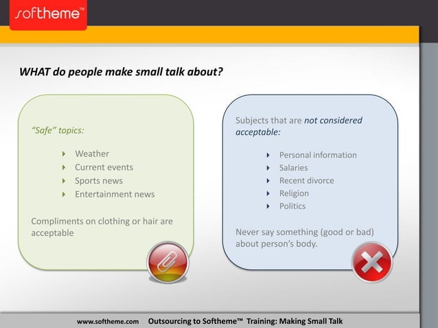 Training: Making Small Talk | PDF | Internet for Beginners | Internet
