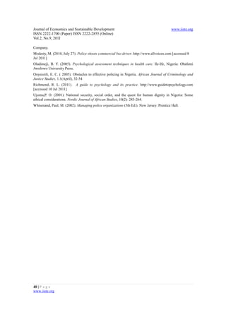 Training manual for effective service delivery and security measures in the nigerian police ...