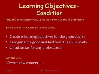 E Learning Objectives | PPT