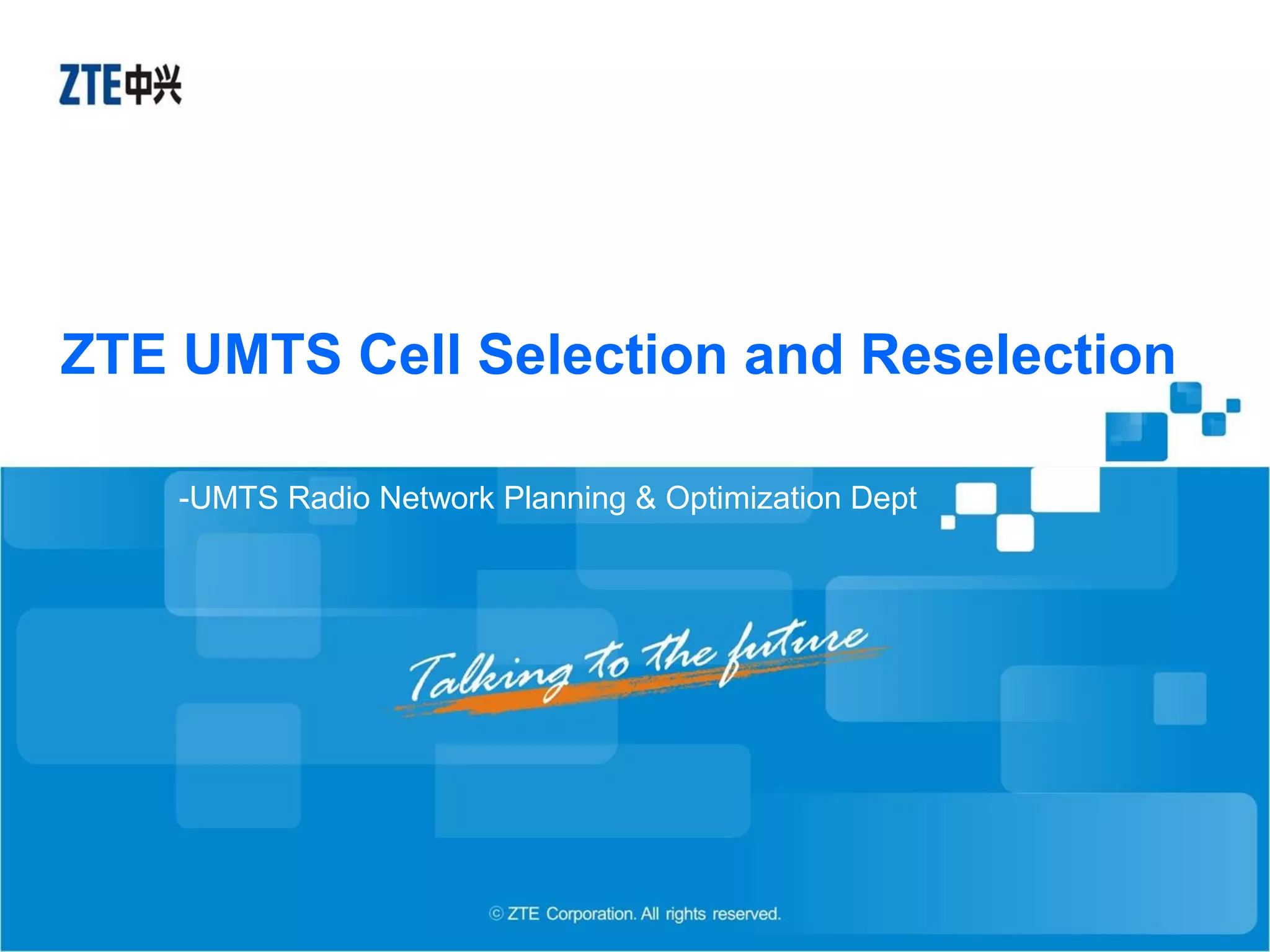 Training material umts cell selection and reselection | PPT