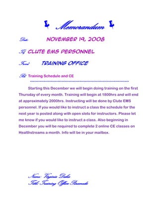 Training memo | PDF