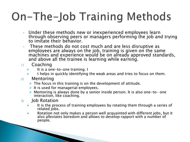 Training methods in human resource managment | PPTX | Careers