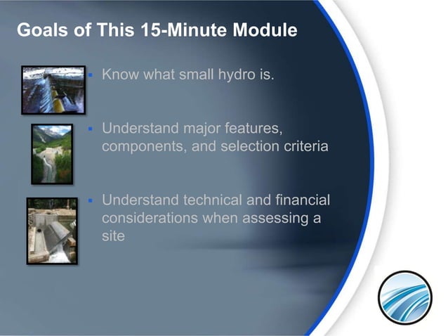 Small Hydro Training Module | PPT
