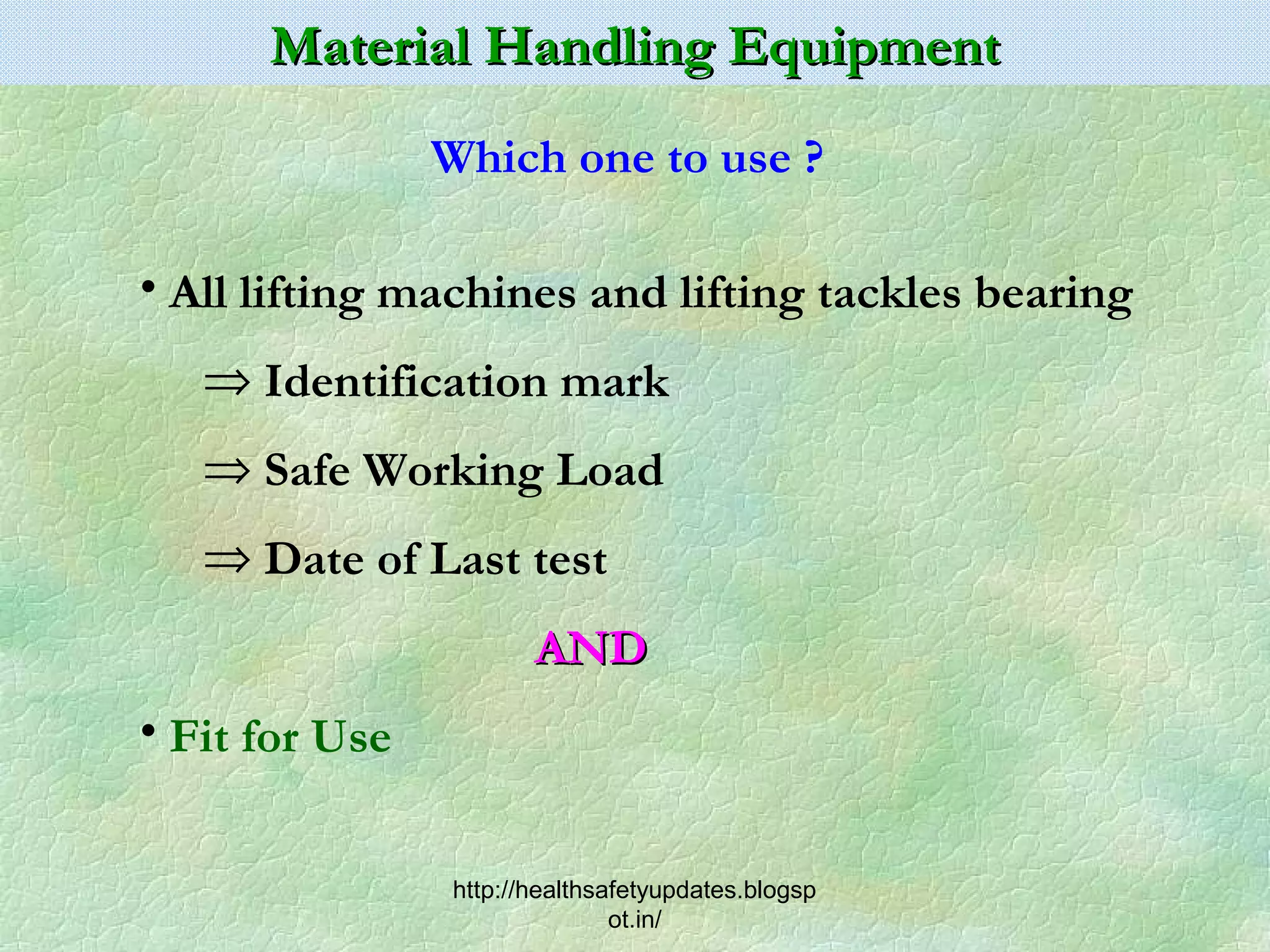 Safe Material Handling | PPT