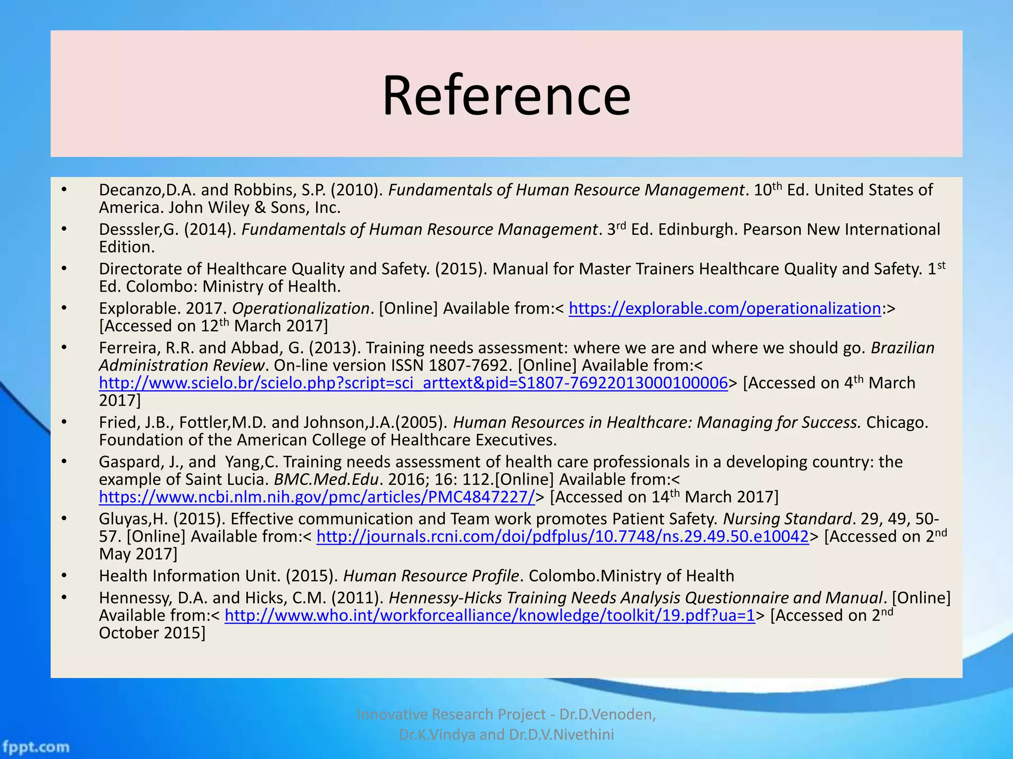 Training need assessment of sri lankan nurses: New innovative method | PPTX