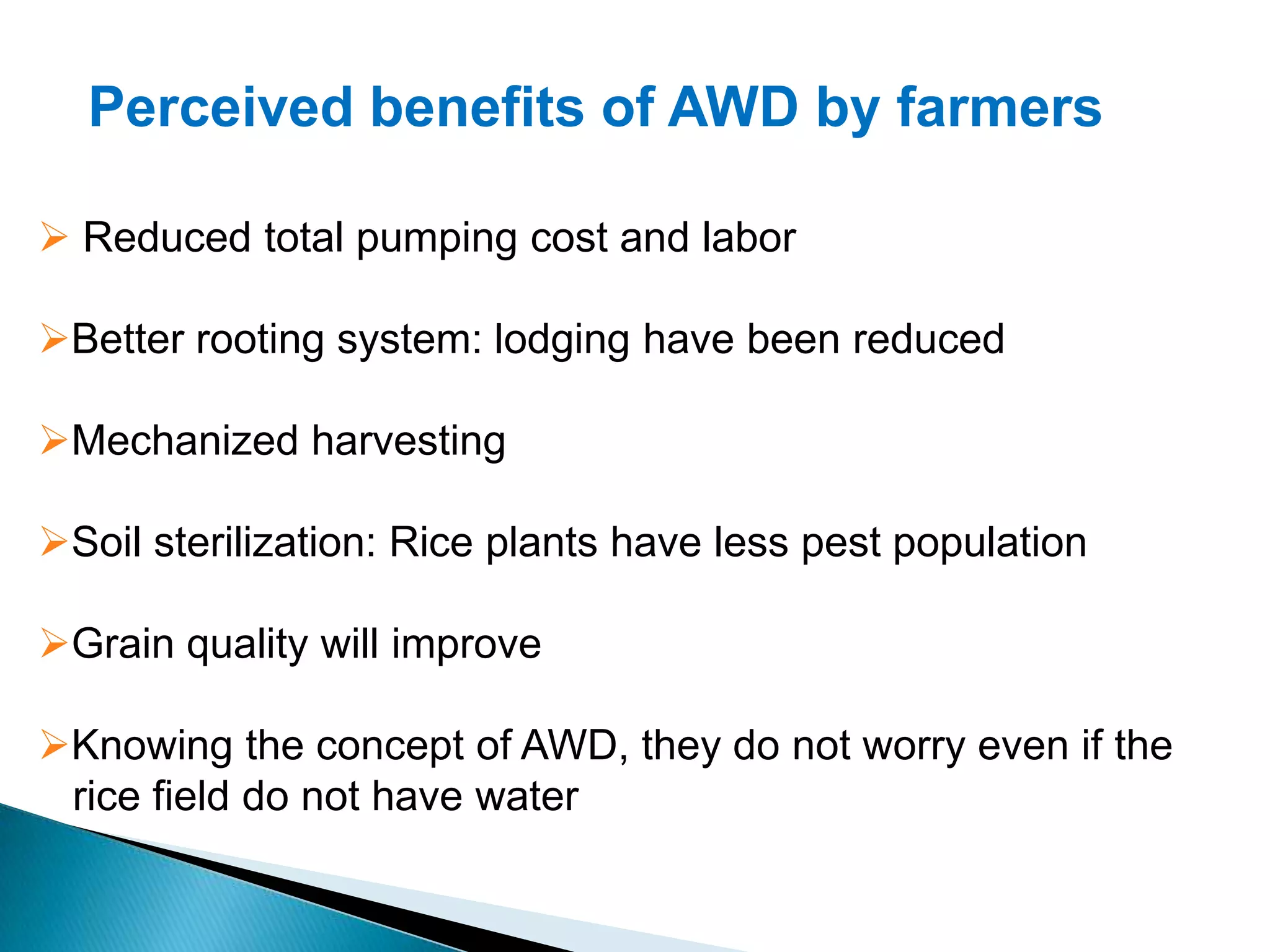 Training on Alternate Wetting and Drying (awd) in rice | PPTX