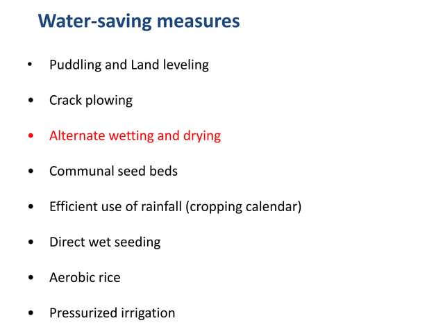 Training on Alternate Wetting and Drying (awd) in rice | PPTX