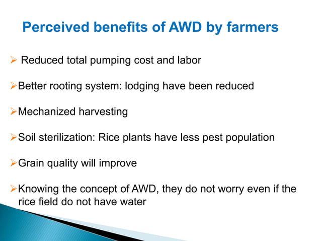Training on Alternate Wetting and Drying (awd) in rice | PPTX