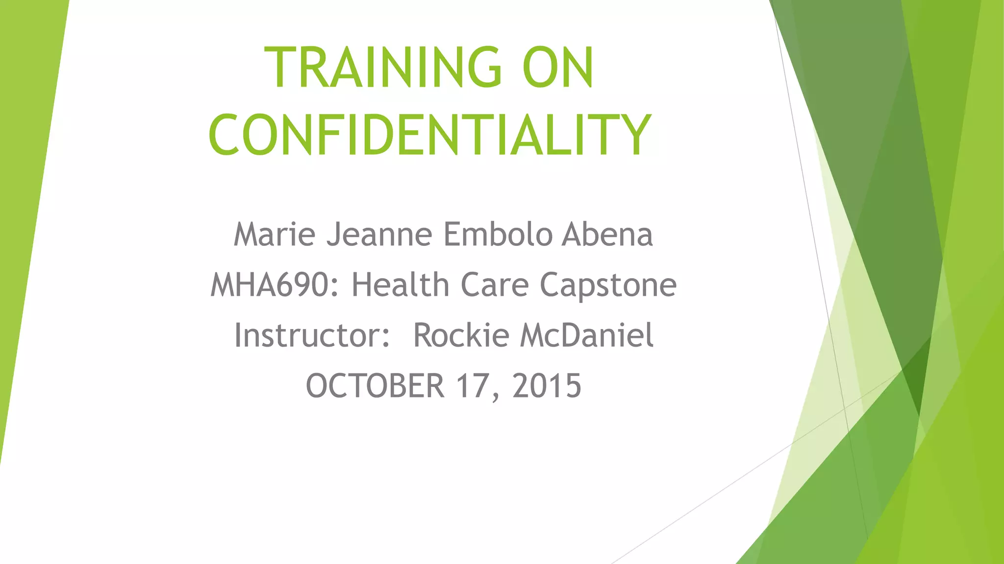 Training on confidentiality | PPTX