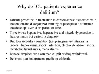 Training on pain, agitation, and delirium(PAD) management in the ICU ...