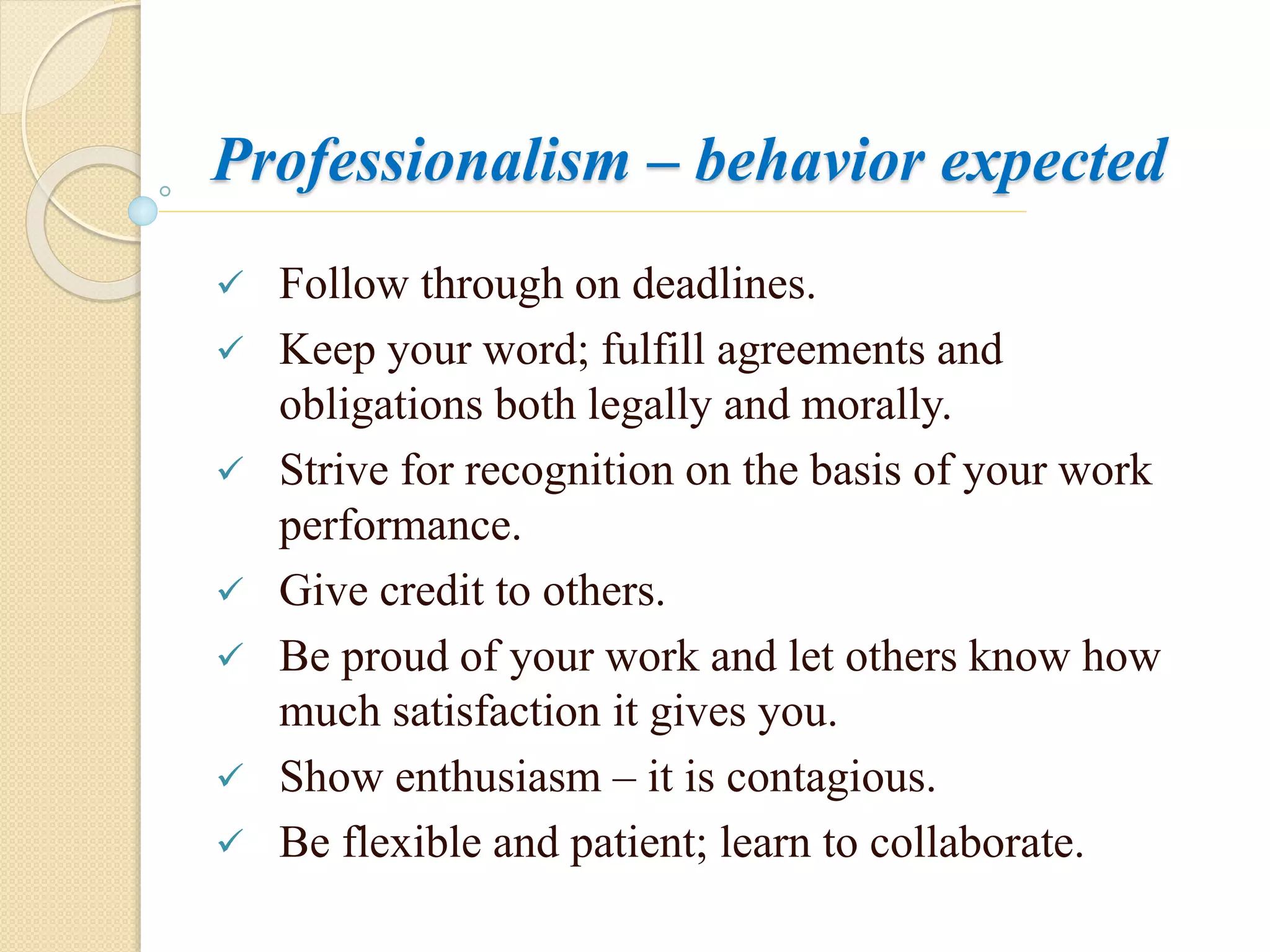 Training on professionalism in the workplace | PPTX