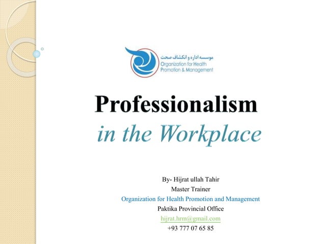 Training on professionalism in the workplace | PPTX