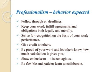 Training on professionalism in the workplace | PPTX