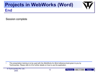 1 Training on Webwroks for Words | PPT