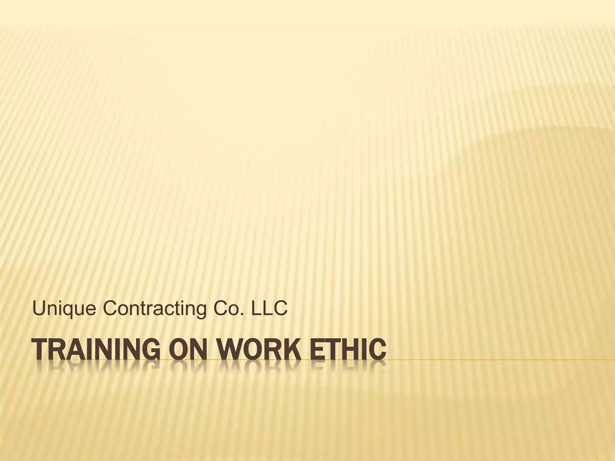 Training on Work Ethic | PPT