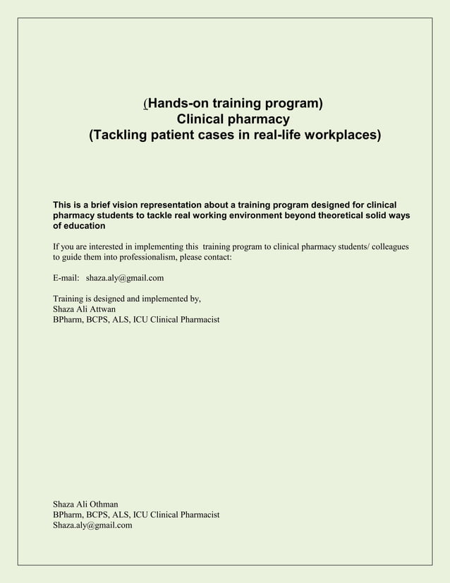 (Hands-on training program) Clinical pharmacy (Tackling patient cases ...