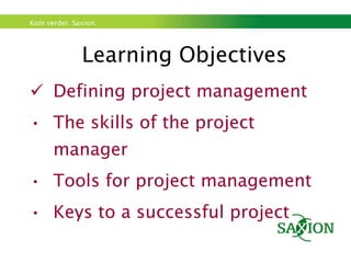 Projectmanagement Refresher for Trainees | PPT