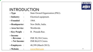 BHEL Training Presentation | PPTX